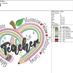 Teacher Apple Heart Embroidery Design: 6 Sizes (instant Download) - Etsy