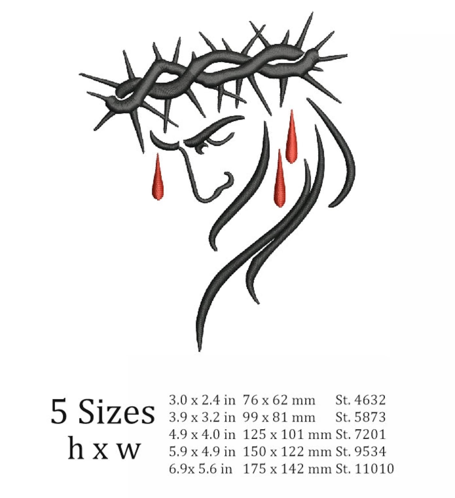 Jesus Crown of Thorns Embroidery Design: Christian Easter (instant ...