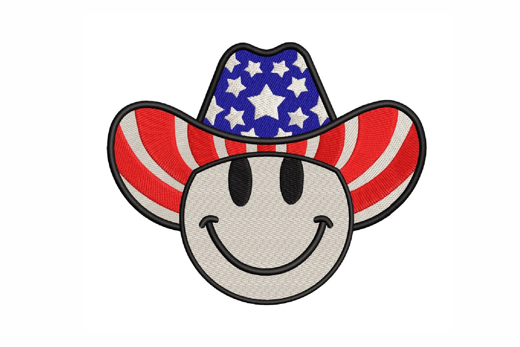 Howdy 4th of July Embroidery Design: Western Smiley Face (digital ...