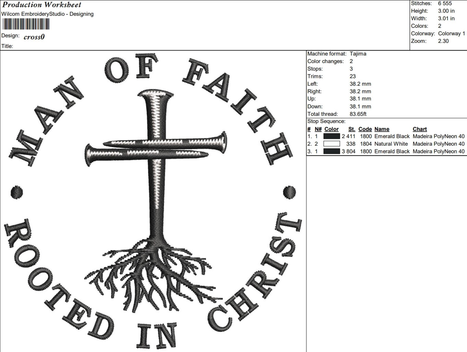 Man of Faith Rooted in Christ Embroidery Design: Christian Cross (5 ...