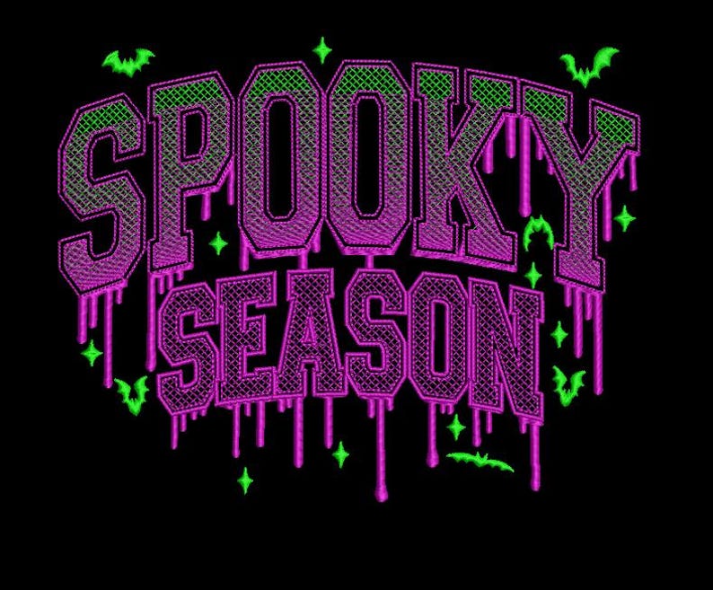 Spooky Season Dripping Letters Embroidery Design – Halloween Machine ...