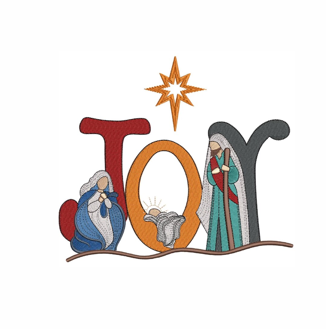 Joy Nativity Scene Machine Embroidery Design (digital Download) - Etsy