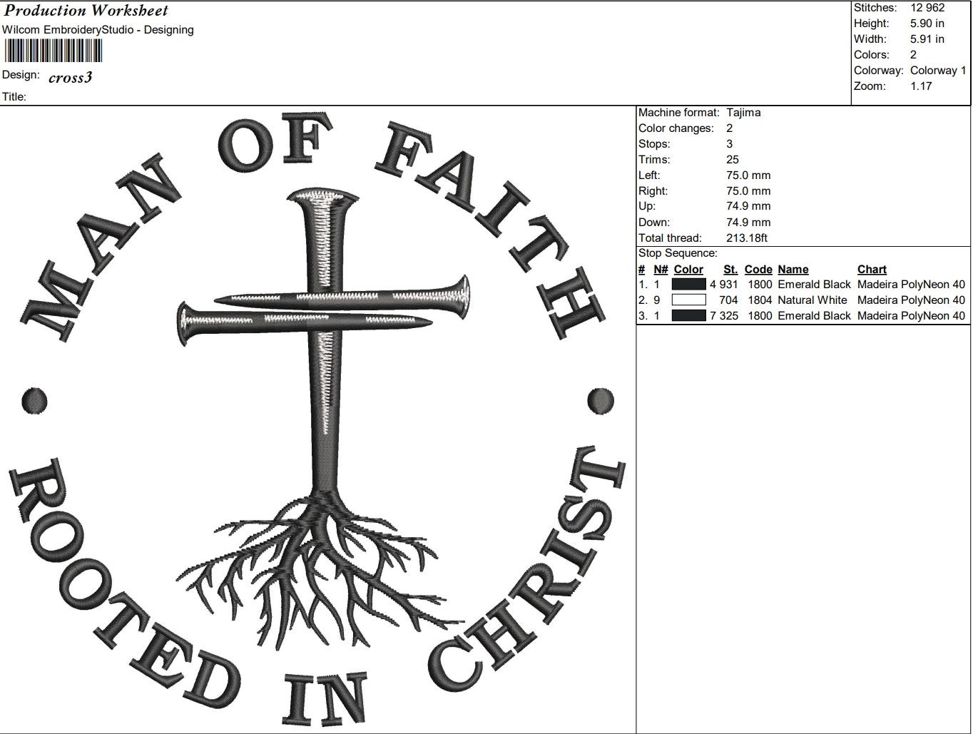Man of Faith Rooted in Christ Embroidery Design: Christian Cross (5 ...