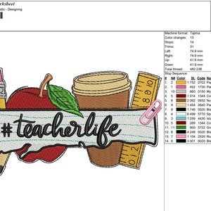 Teacher Life Embroidery Design: Back to School Machine Embroidery ...