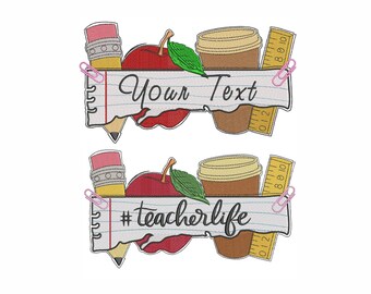 Teacher Embroidery Design, Back to School Machine Embroidery Files ...