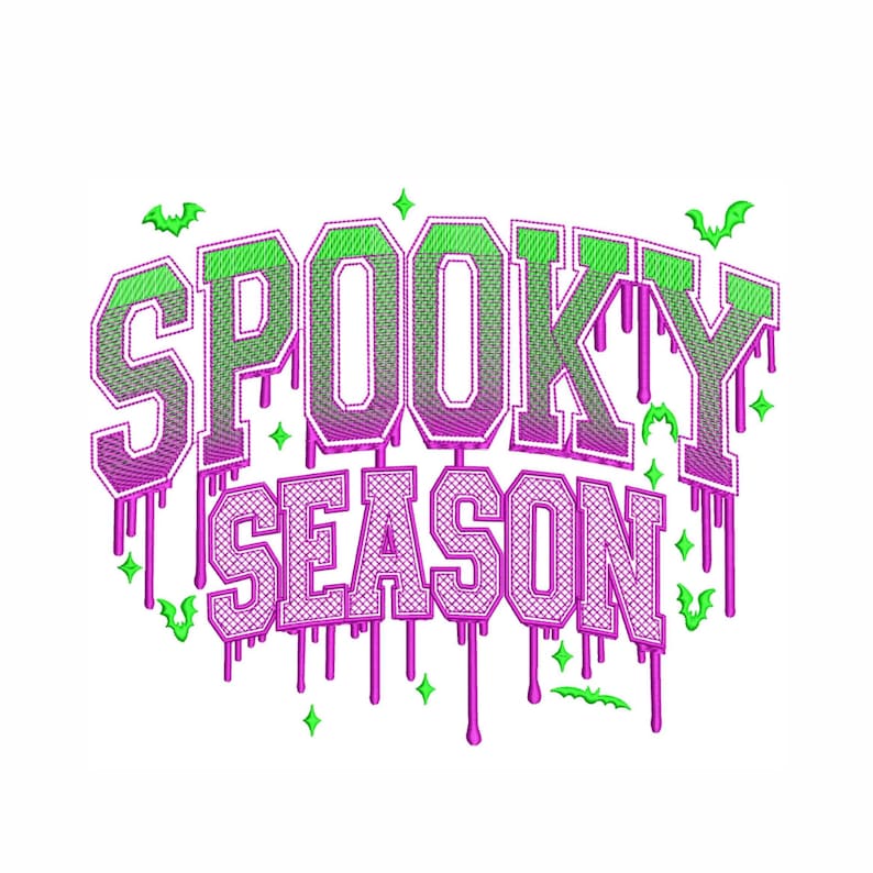 Spooky Season Dripping Letters Embroidery Design – Halloween Machine ...