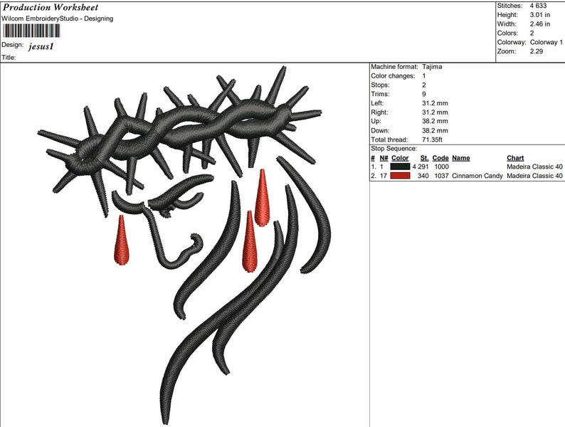 Jesus Crown of Thorns Embroidery Design: Christian Easter (instant ...
