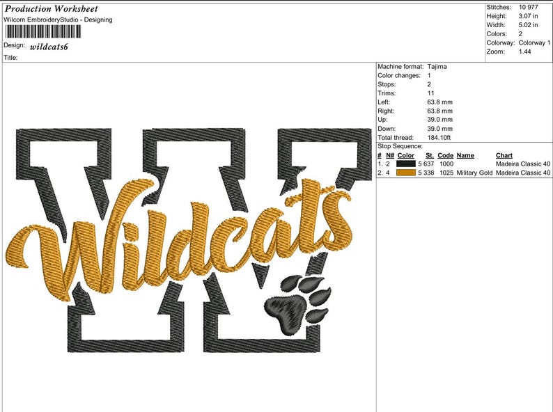Wildcats Machine Embroidery Design, Cat Wildlife, Mascot Embroidery, 8 ...