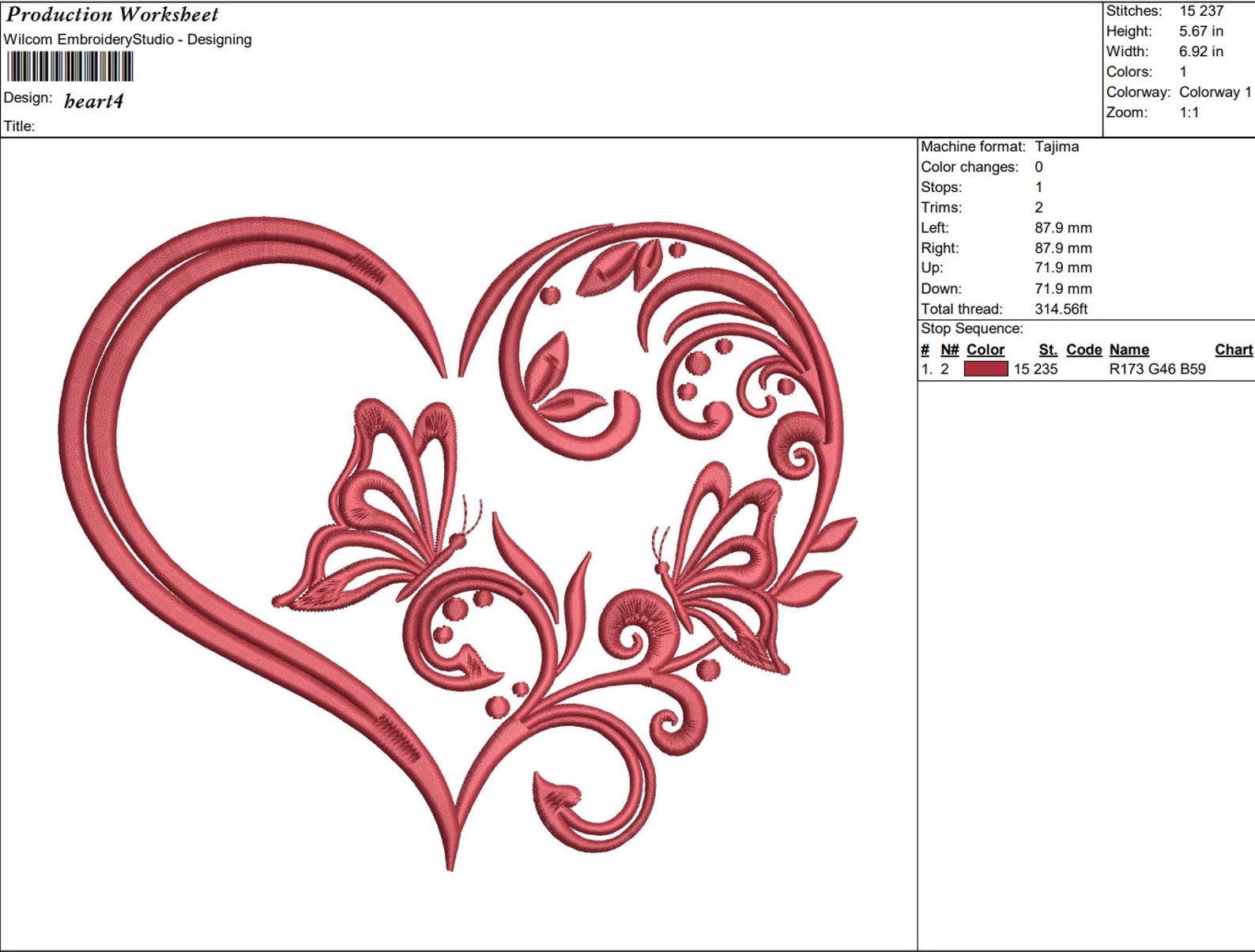 Heart Butterfly Embroidery Design: Romantic Valentine Gift (instant ...