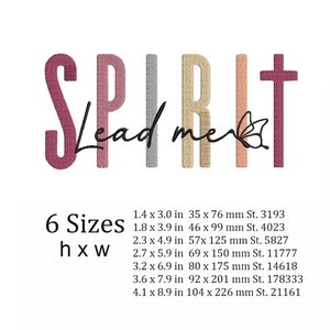 Spirit Lead Me Embroidery Design: Boho Christian Quote (8 Sizes ...