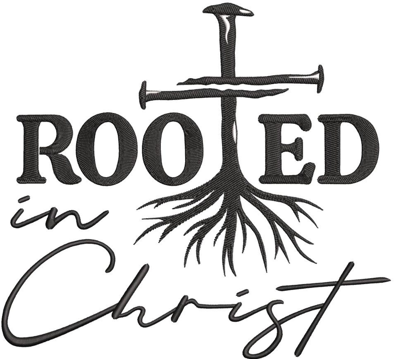 Rooted in Christ Embroidery Design: Christian Cross (digital Download ...