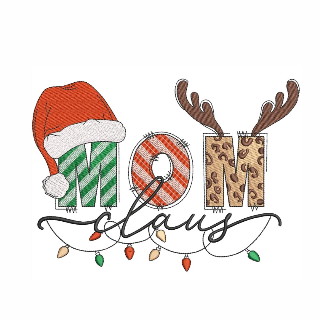 Mom Claus Embroidery Design: Santa Hat, Reindeer (instant Download) - Etsy