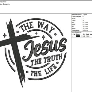 Jesus the Way the Truth the Life Machine Embroidery Design, Jesus ...