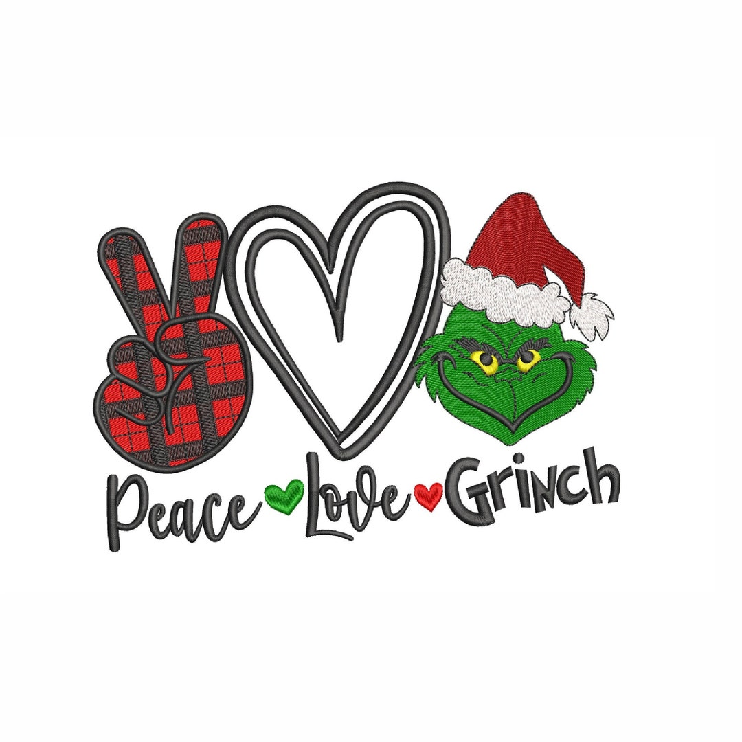 Christmas Grinch Embroidery Design: Peace Love Applique (5 Sizes) - Etsy