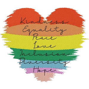 Kindness Equality Peace Love Inclusion Diversity Hope Embroidery, Love ...