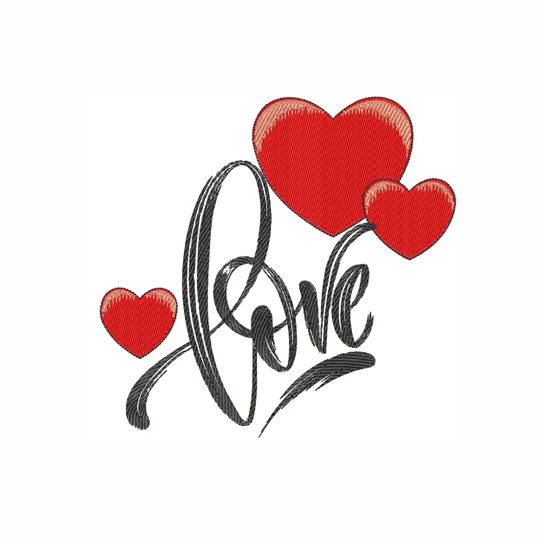 Love Embroidery Design, Heart Embroidery Design, 8 Sizes, Instant ...