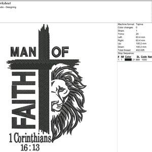 Man of Faith Lion Embroidery Design: Bible Verse (instant Download) - Etsy