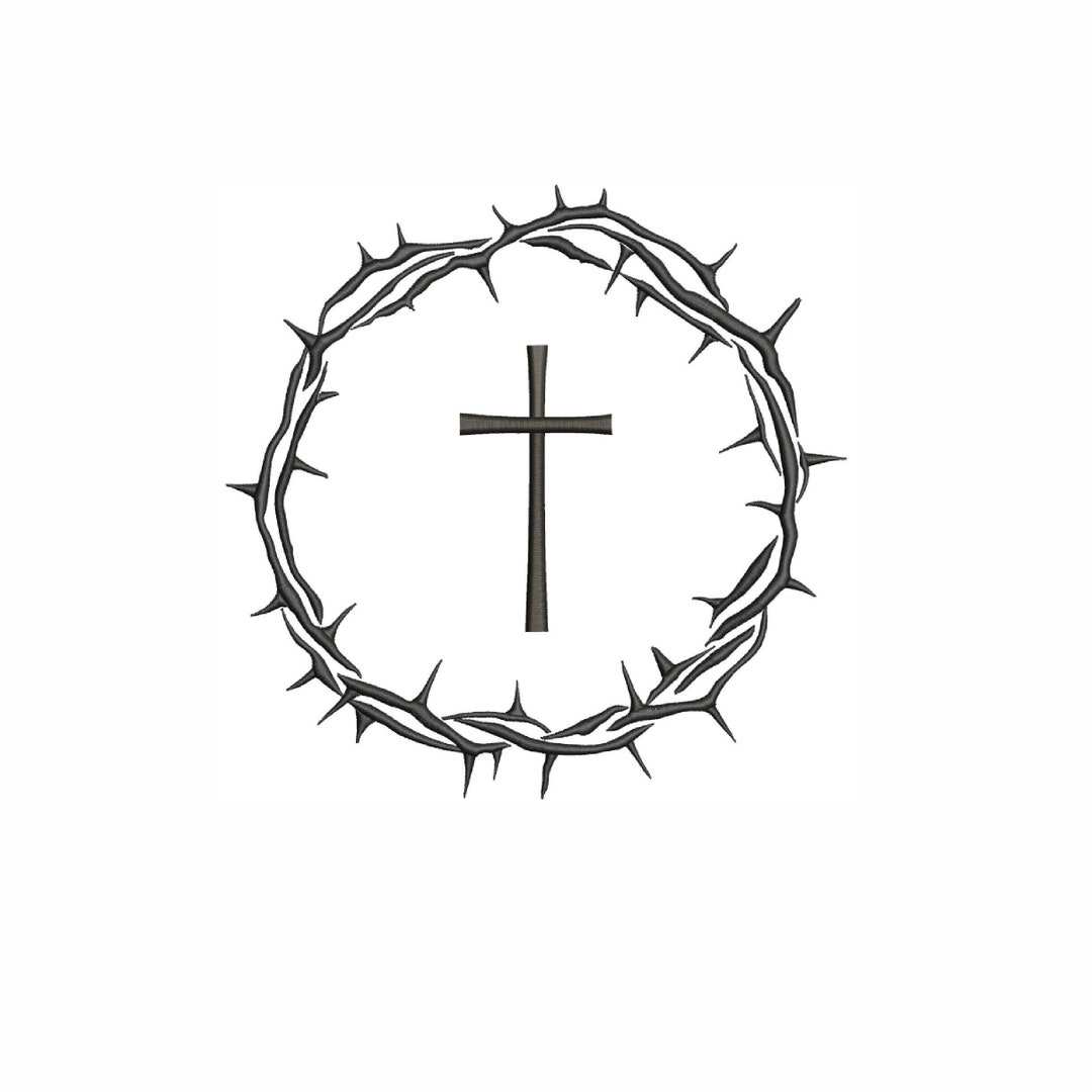 Cross With Crown of Thorns Machine Embroidery Design, Jesus Christian ...