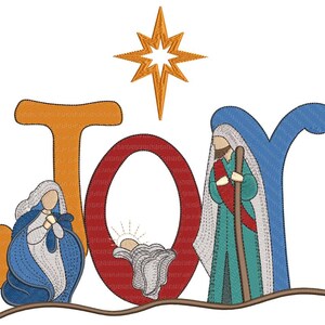 Joy Nativity Scene Machine Embroidery Design (digital Download) - Etsy