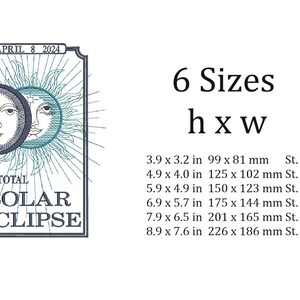 Total Solar Eclipse 08/04/2024: in Digital Format Machine Embroidery ...