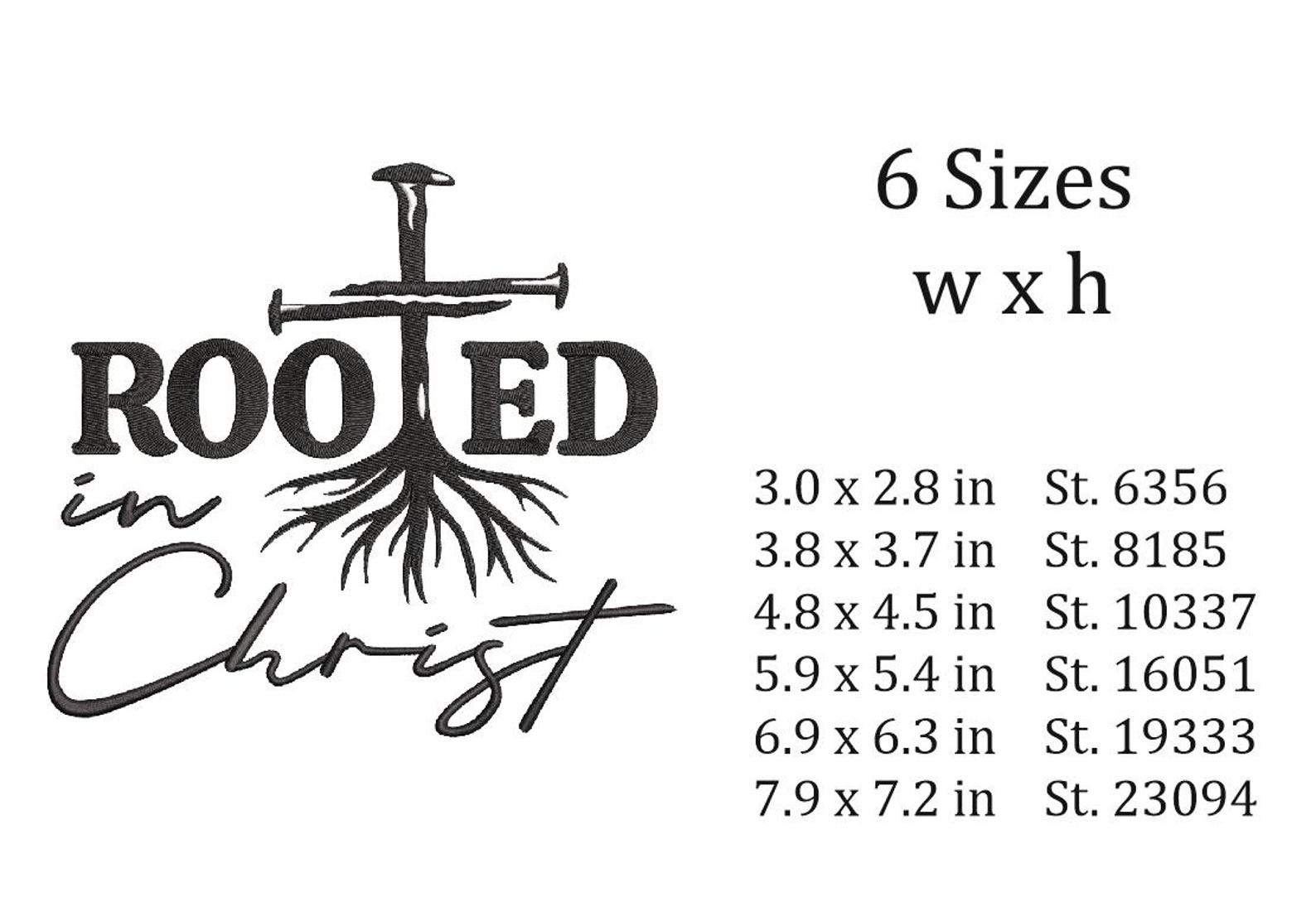 Rooted in Christ Embroidery Design: Christian Cross (digital Download ...