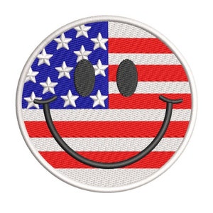 American Flag Smile Machine Embroidery, American USA US Flag Patch ...