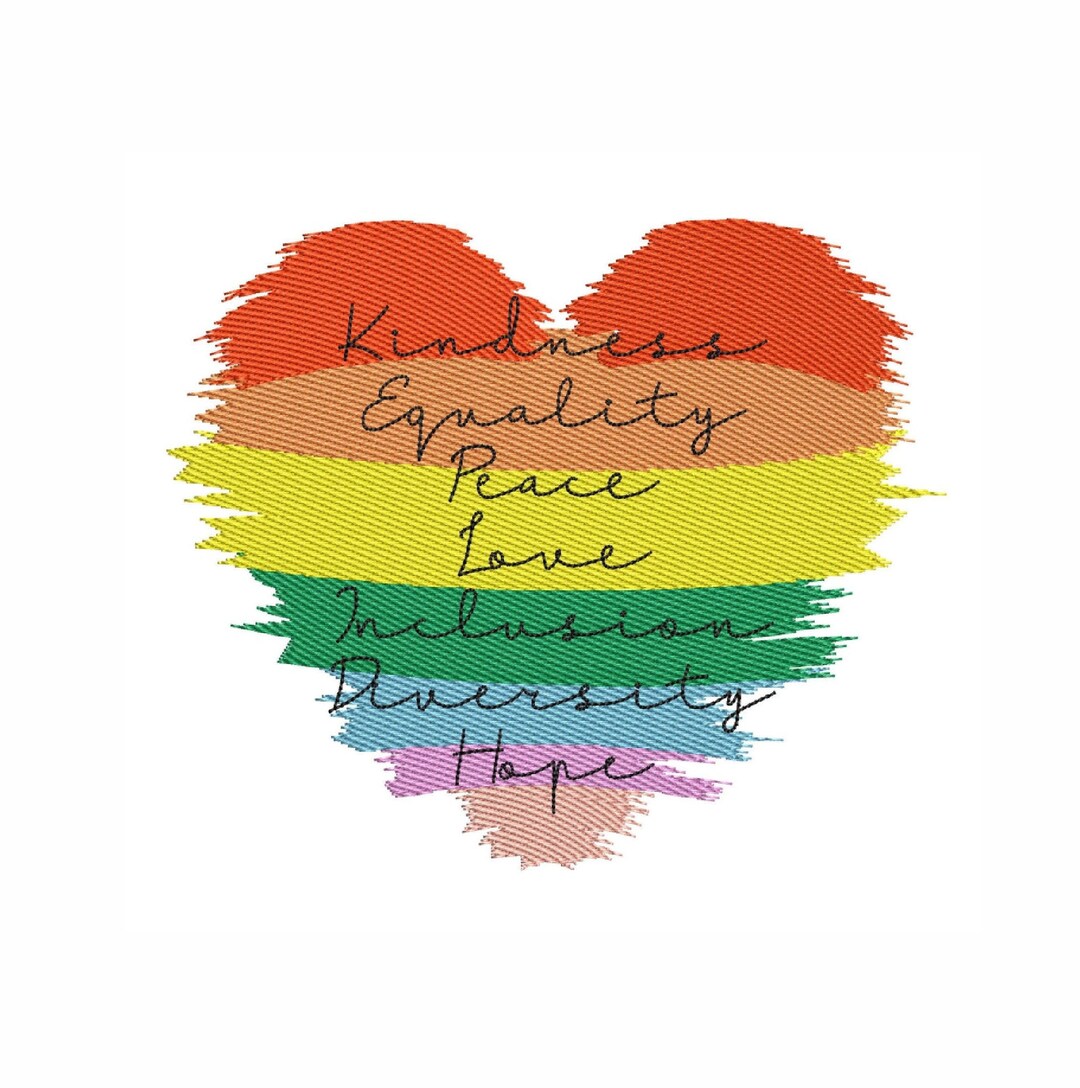 Kindness Equality Peace Love Inclusion Diversity Hope Embroidery, Love ...