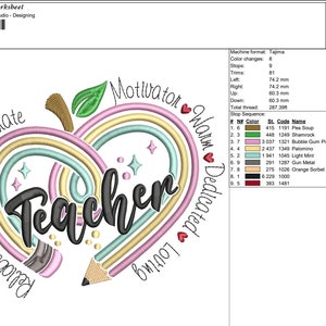 Teacher Apple Heart Embroidery Design: 6 Sizes (instant Download) - Etsy