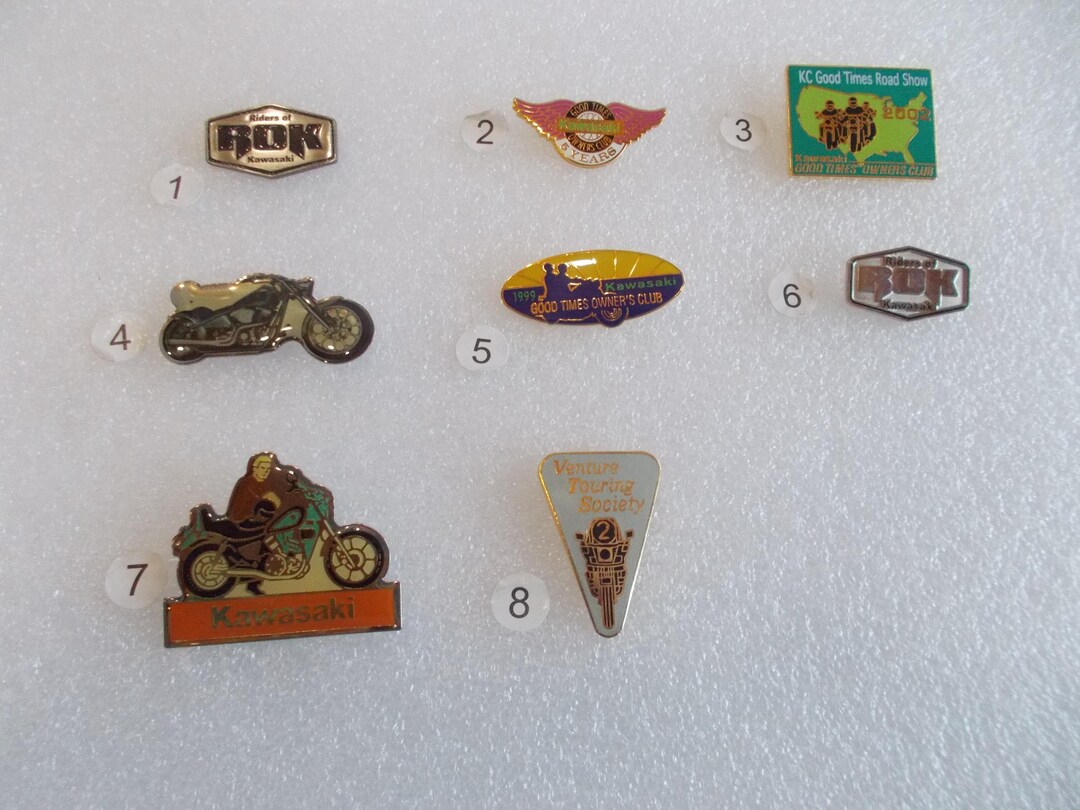 Vintage~kawasaki~motorcycle~pins~biker~pin~badge~accessory~jewelry ...