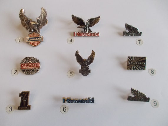 Vintage~Kawasaki~Motorcycle~Pins~Biker~Pin~Badge~Acce… - Gem
