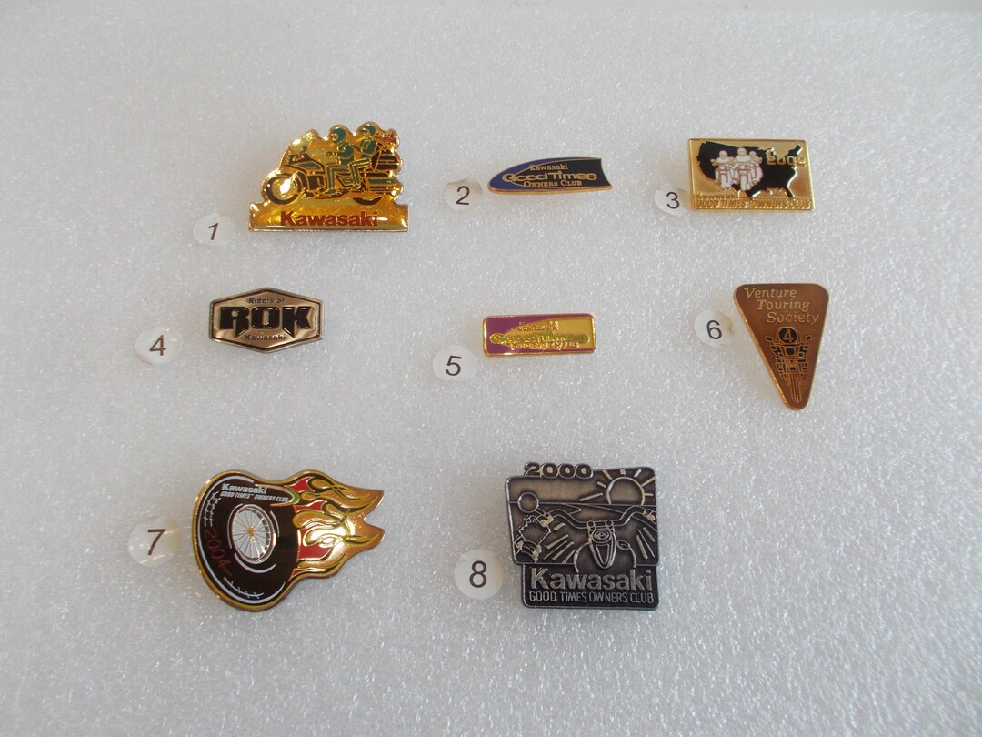 Vintage~kawasaki~motorcycle~pins~biker~pin~badge~accessory~jewelry ...