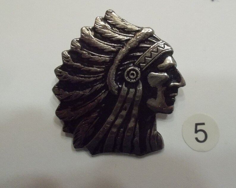 Beautiful~vintage~indian Chief~pin~large~native American Chief~jewelry ...