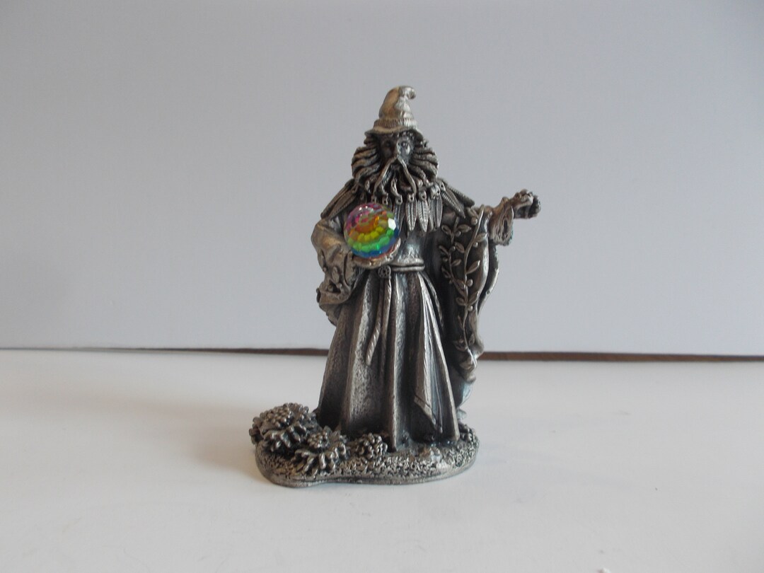 Large~wizard~fantasy Pewter~figurine~90's~wapw~england~3 1/2"~tall ...