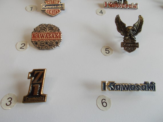 Vintage~Kawasaki~Motorcycle~Pins~Biker~Pin~Badge~Acce… - Gem