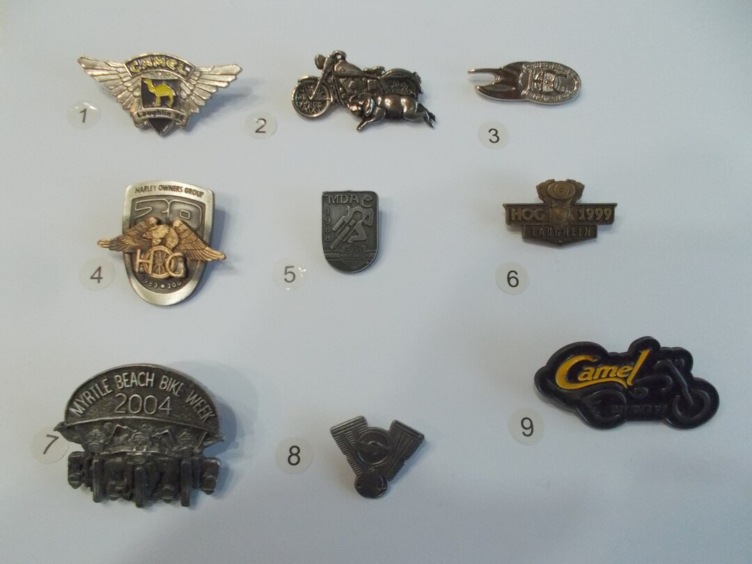 Biker~pins~hog~v Twin~camel Cigarettes~myrtle Beach~laughlin~motorcycle ...