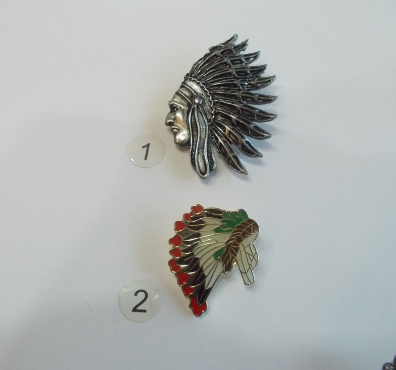 Beautiful~vintage~indian Chief~pin~large~native American Chief~jewelry ...