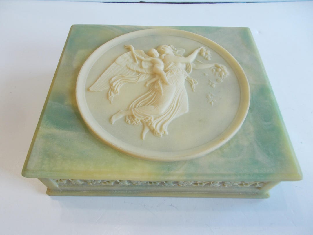 Incolay~stone~box~angels~cherub~dresser~box~90's~old Stock~8" X 7 ...