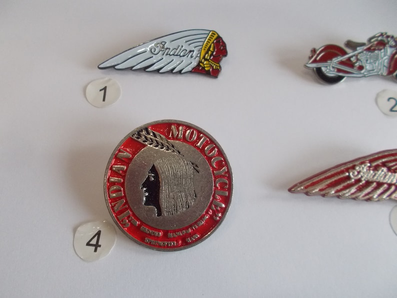 Old~indian~motorcycle~pins~gilroy Factory~hendee Mfg~biker~motorcycle ...