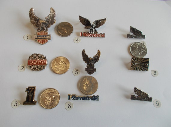 Vintage~Kawasaki~Motorcycle~Pins~Biker~Pin~Badge~Acce… - Gem