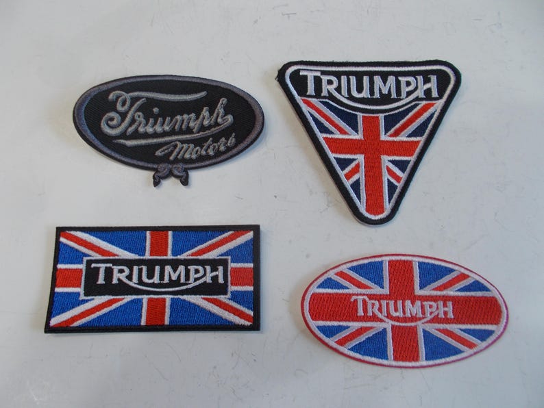 Triumph~motorcycle~patch~embroidered~biker~accessory~badge~jacket~vest ...