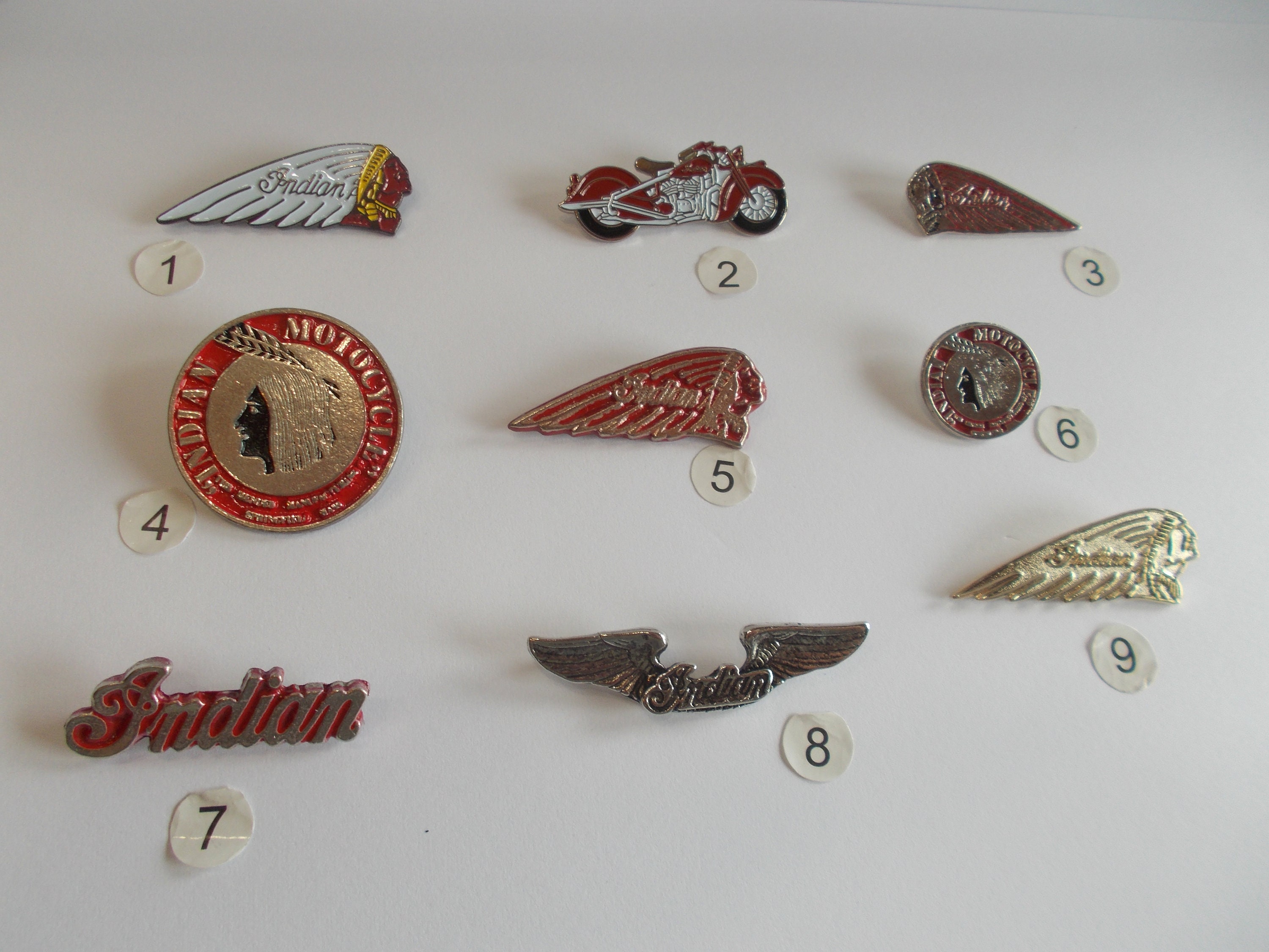 Old~indian~motorcycle~pins~gilroy Factory~hendee Mfg~biker~motorcycle ...