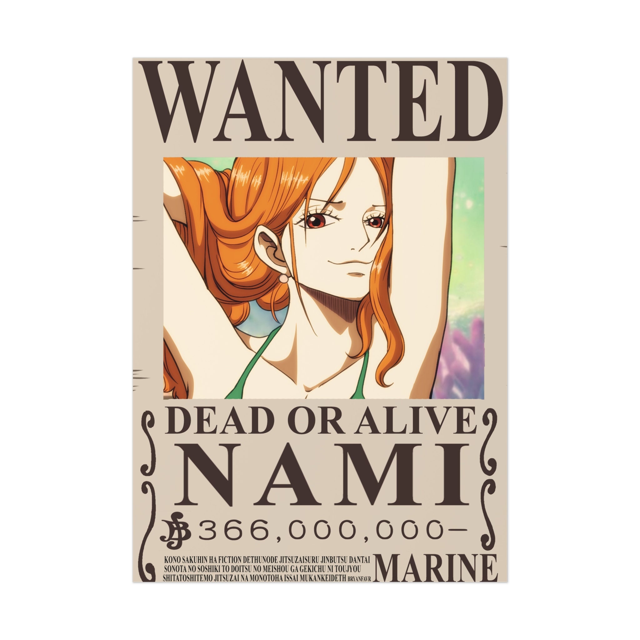 One Piece Nami Wanted Poster - Etsy