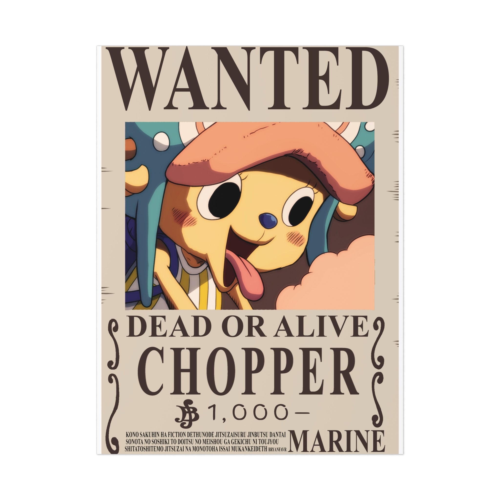 Chopper Wanted Poster One Piece - Etsy