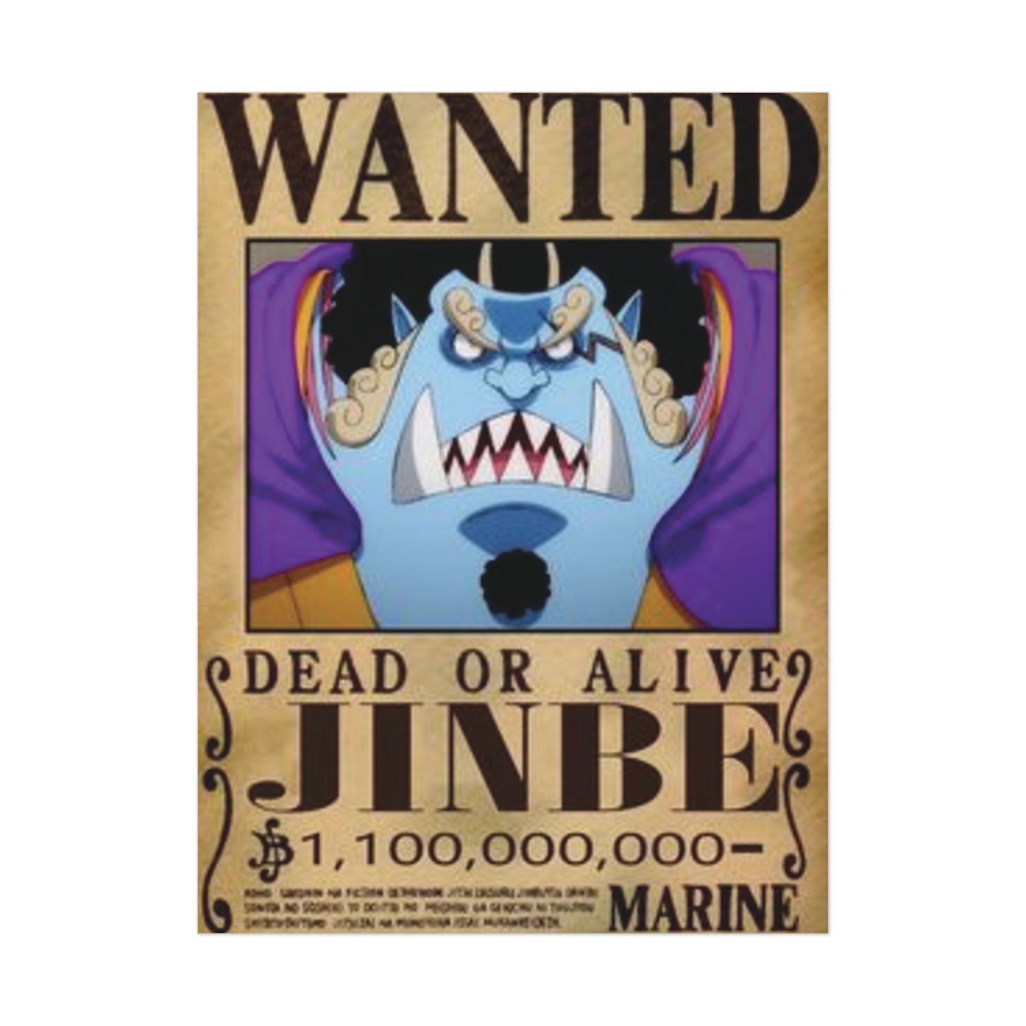 Jinbe Wanted Poster One Piece - Etsy