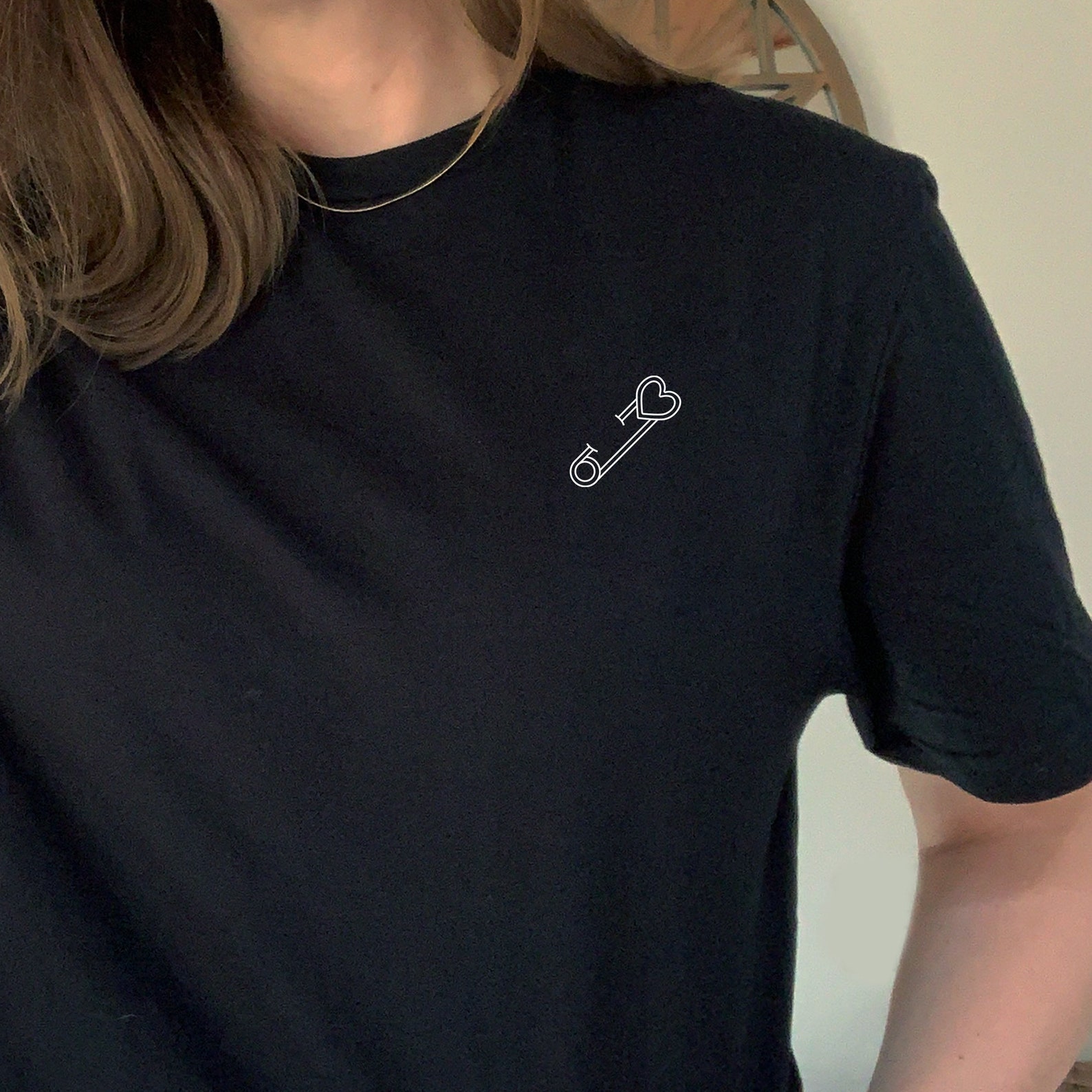 Heart Safety Pin Tshirt, Valentines Day Shirt for Women, Heart Charm ...