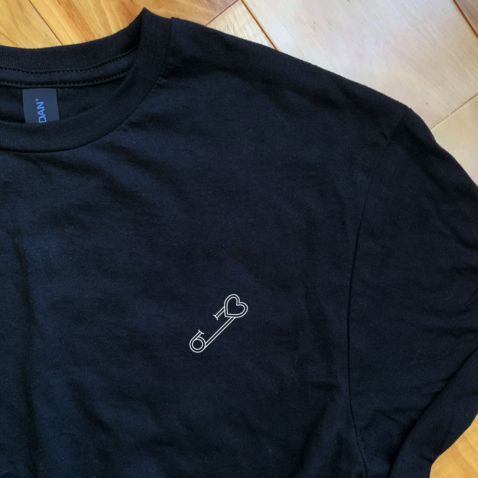 Heart Safety Pin Tshirt, Valentines Day Shirt for Women, Heart Charm ...