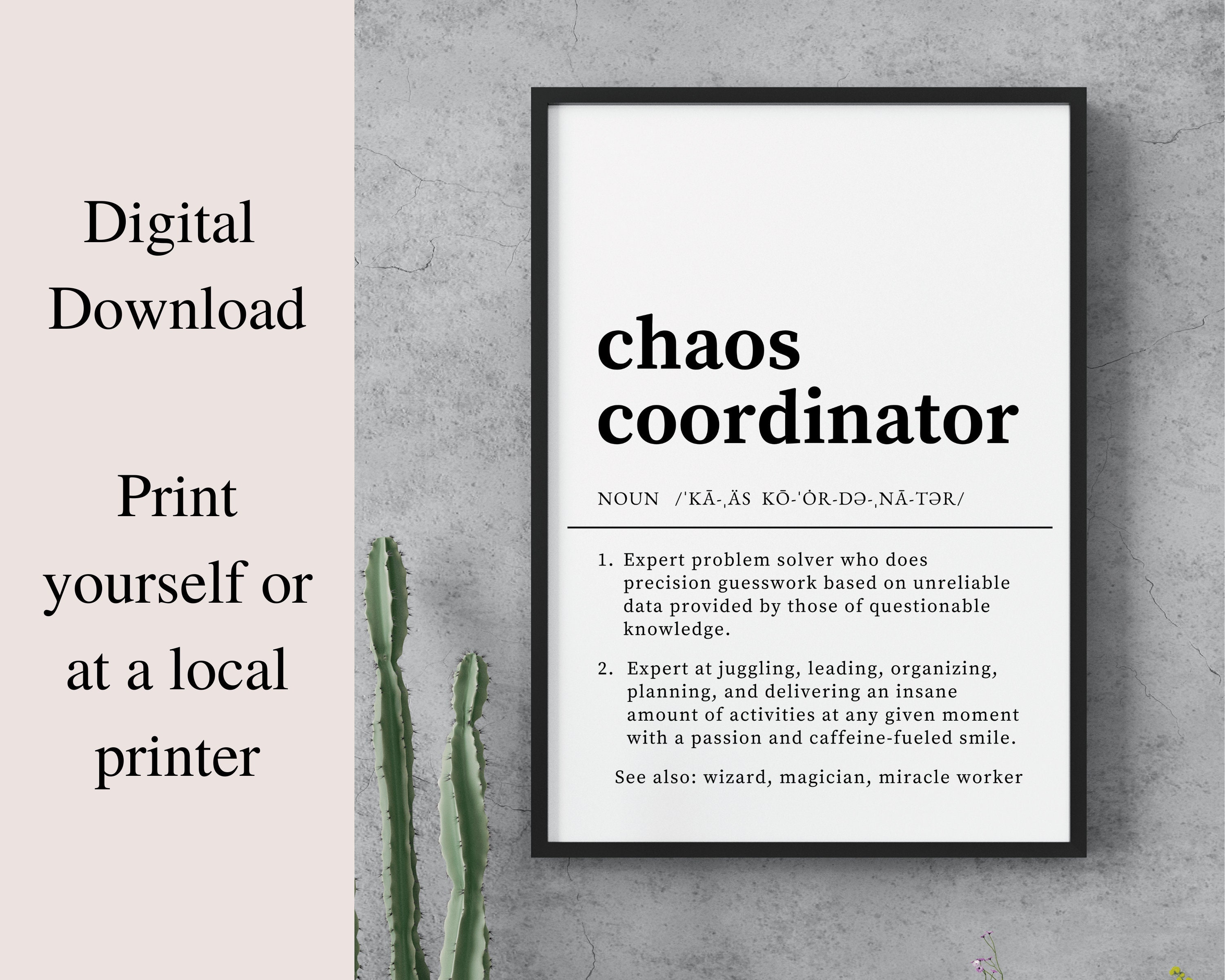 Chaos Coordinator Definition Wall Art Funny Mom Funny Boss - Etsy
