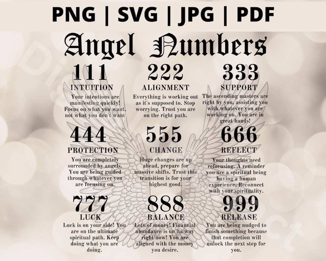 Angel Number Svg, Angel Wing PNG, Mystical Celestial Jpg, Manifestation ...