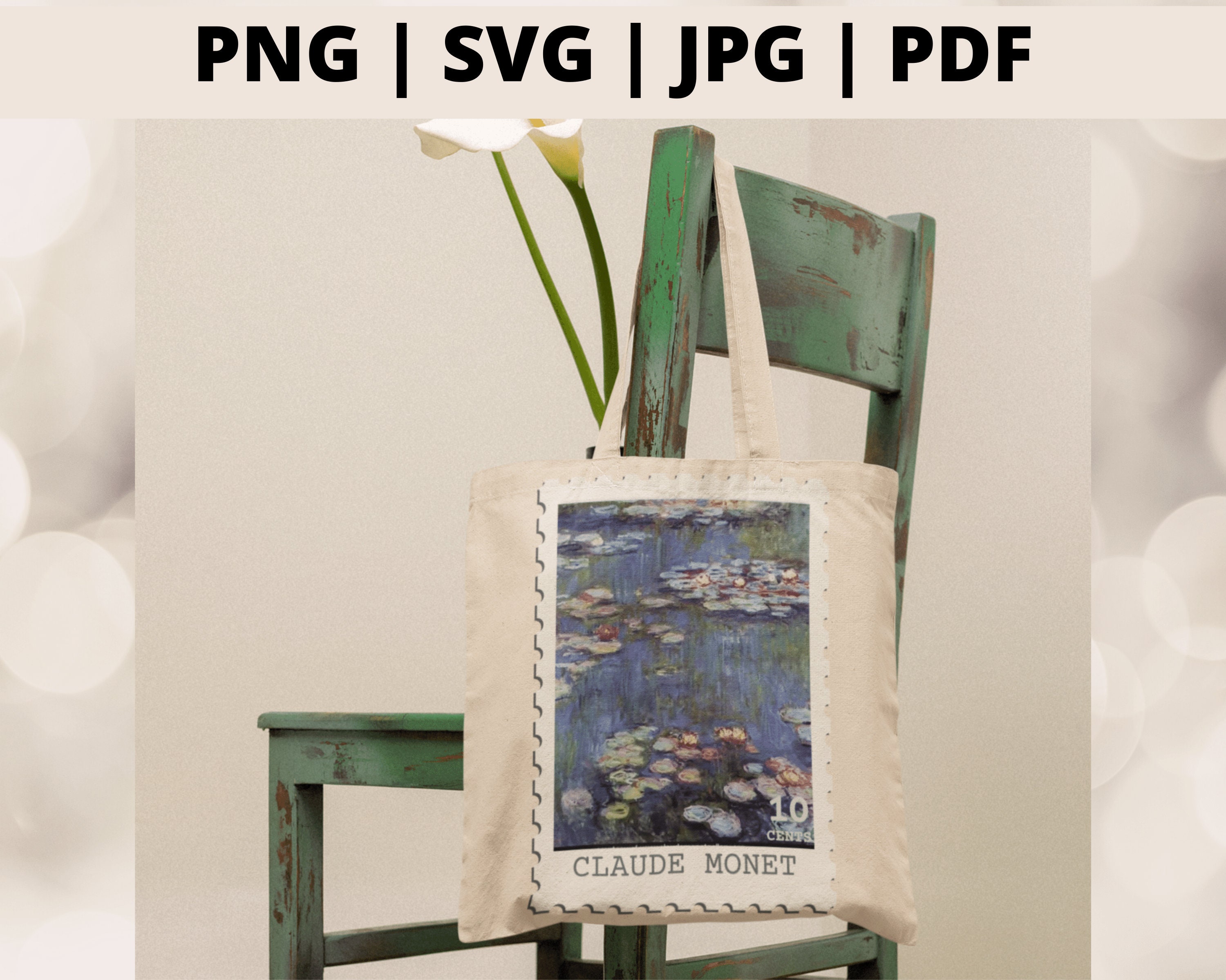 Buy Claude Monet Water Lilies Png, Flower Svg, Floral Svg, Botanical ...