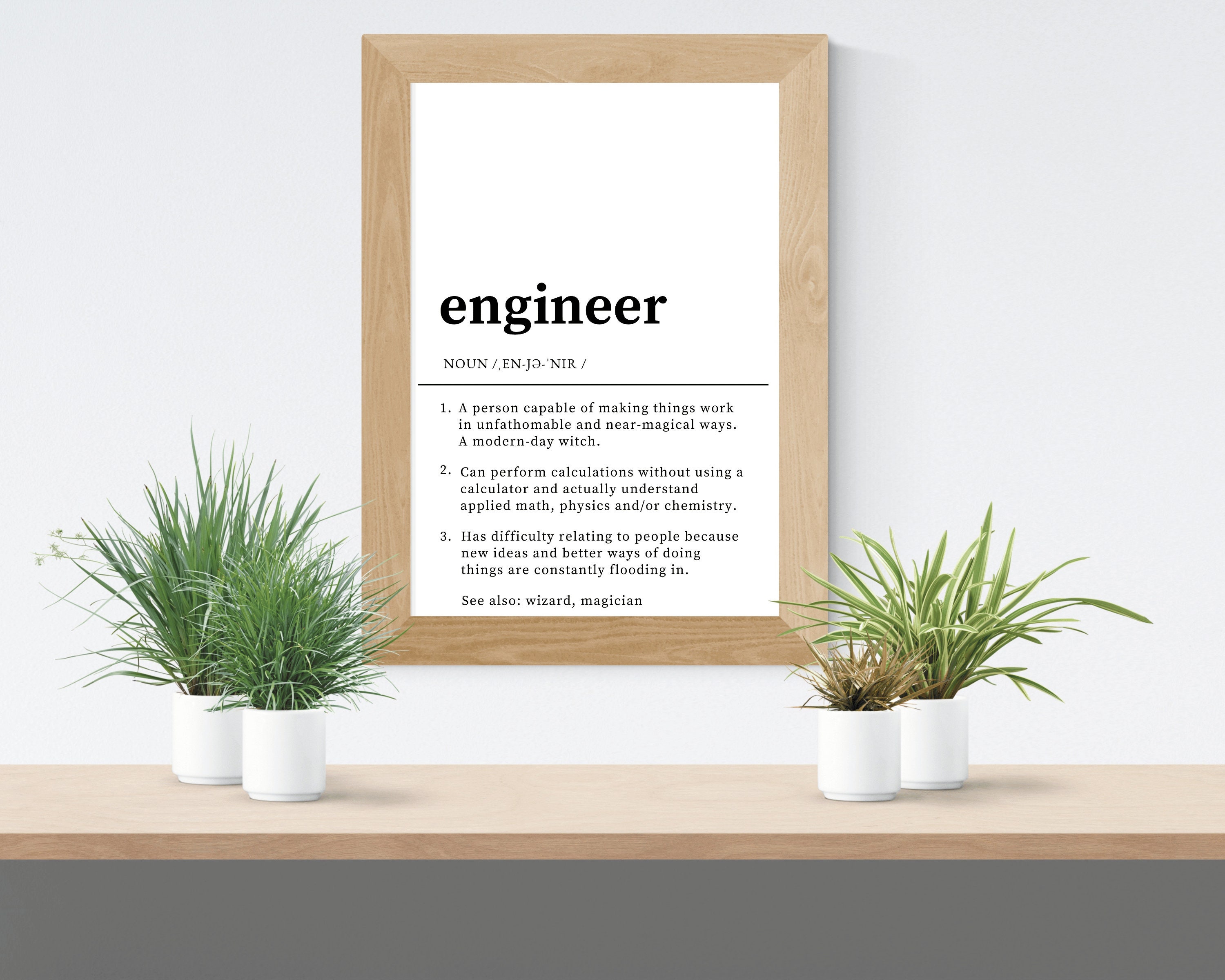 Engineer Definition Funny Sarcastic Wall Art, Engineer Gifts ...